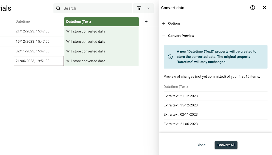 Convert Text to Datetime, Number, Checkbox - Datablist