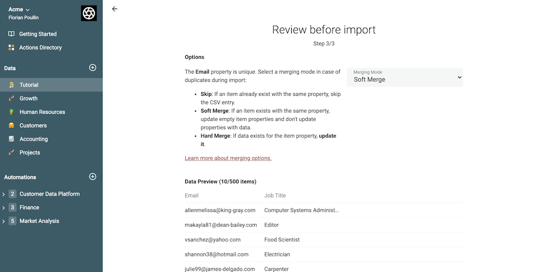Tutorial to join several Comma Separated Value files using a column