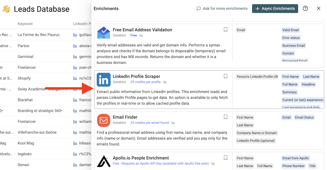 Export Facebook group members and find their LinkedIn Profile