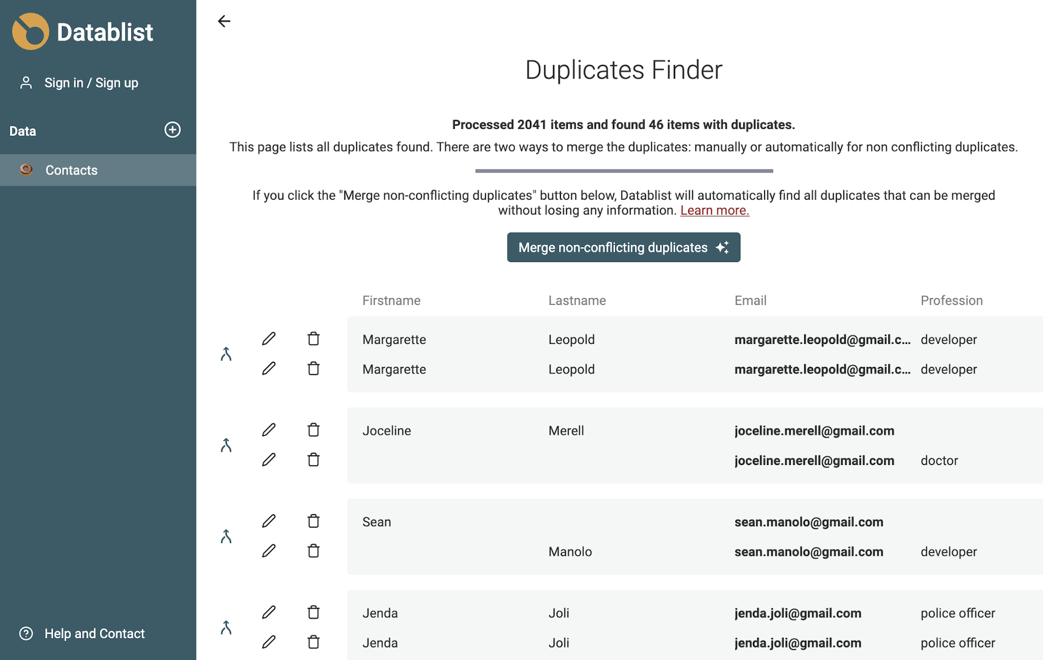 Free Deduplication Tool by Datablist