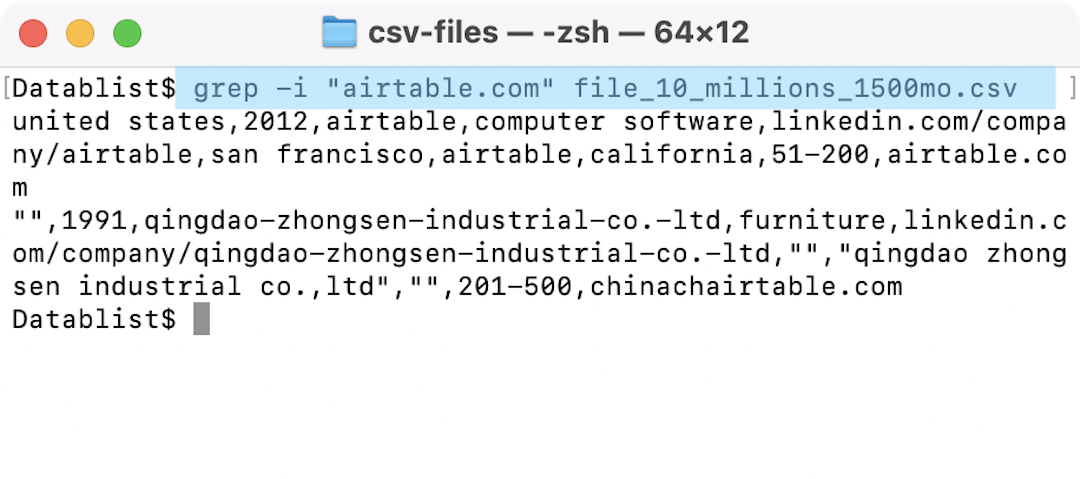 Search big CSV file using Linux or macOS Terminal - Datablist
