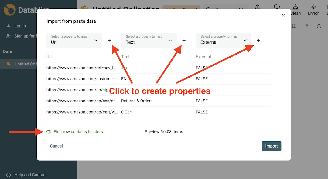 Extracy all URLs from a webpage - Datablist