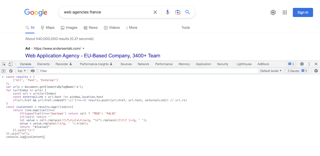 Extracy all URLs from a webpage - Datablist