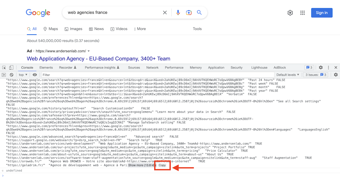 Extracy all URLs from a webpage - Datablist